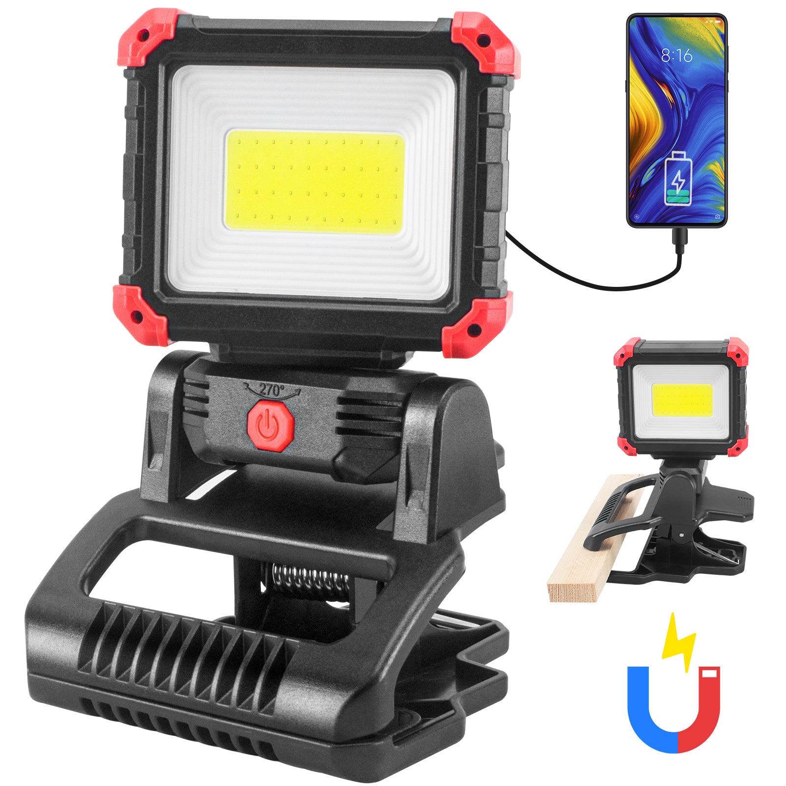 20W LED Rechargeable Work Light with Clamp– sylstarlight.com