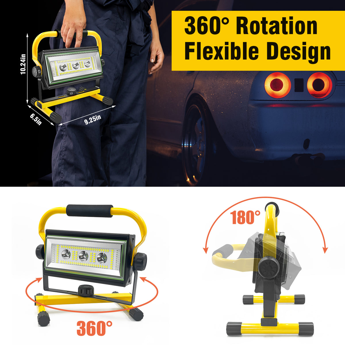 80W 7000LM COB LED Rechargeable Work Light– sylstarlight.com